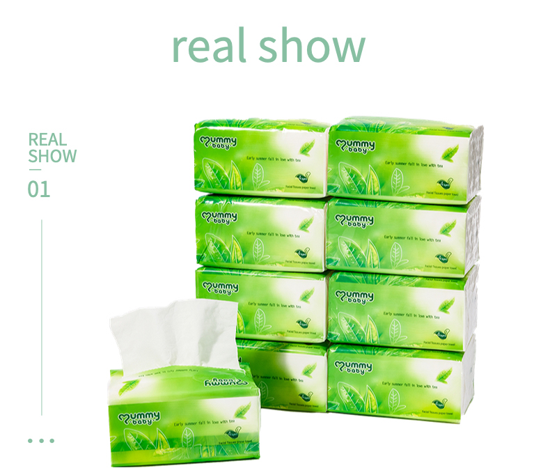 Organic green tea Facial Tissue Paper 4 ply 480 sheets x 8/10 Packs ...