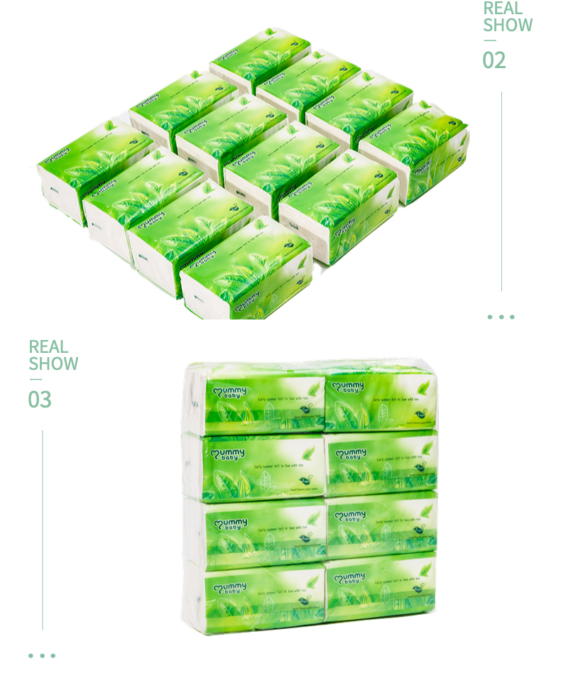 Organic green tea Facial Tissue Paper 4 ply 480 sheets x 8/10 Packs ...