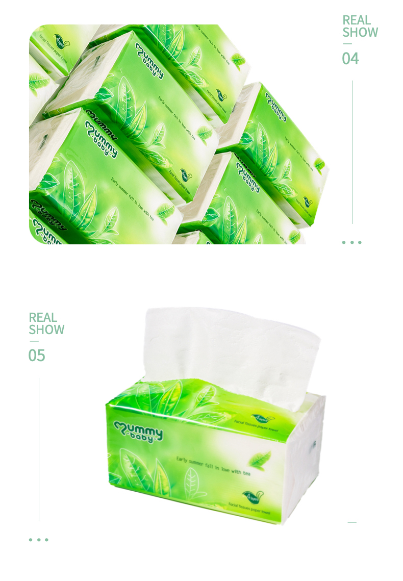 Organic green tea Facial Tissue Paper 4 ply 480 sheets x 8/10 Packs ...