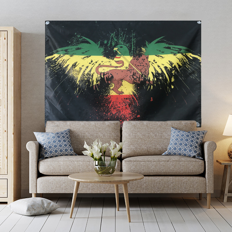 Rasta Flag Banner Lion Music Rock Band Reggae Jamaica Home Decoration ...