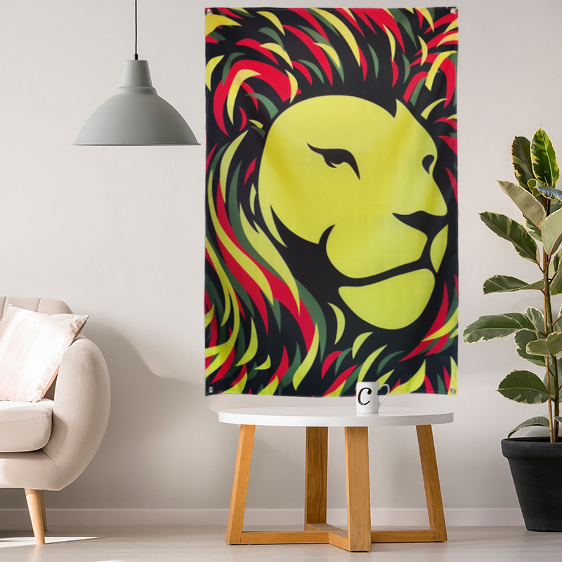 Rasta Flag Banner Lion Music Rock Band Reggae Jamaica Home Decoration ...