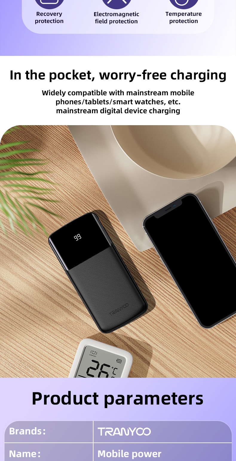 Tranyoo D08 10000mAh Powerbank Original 2.1A Fast Charge Stylish Patterns Slim And Portable ...