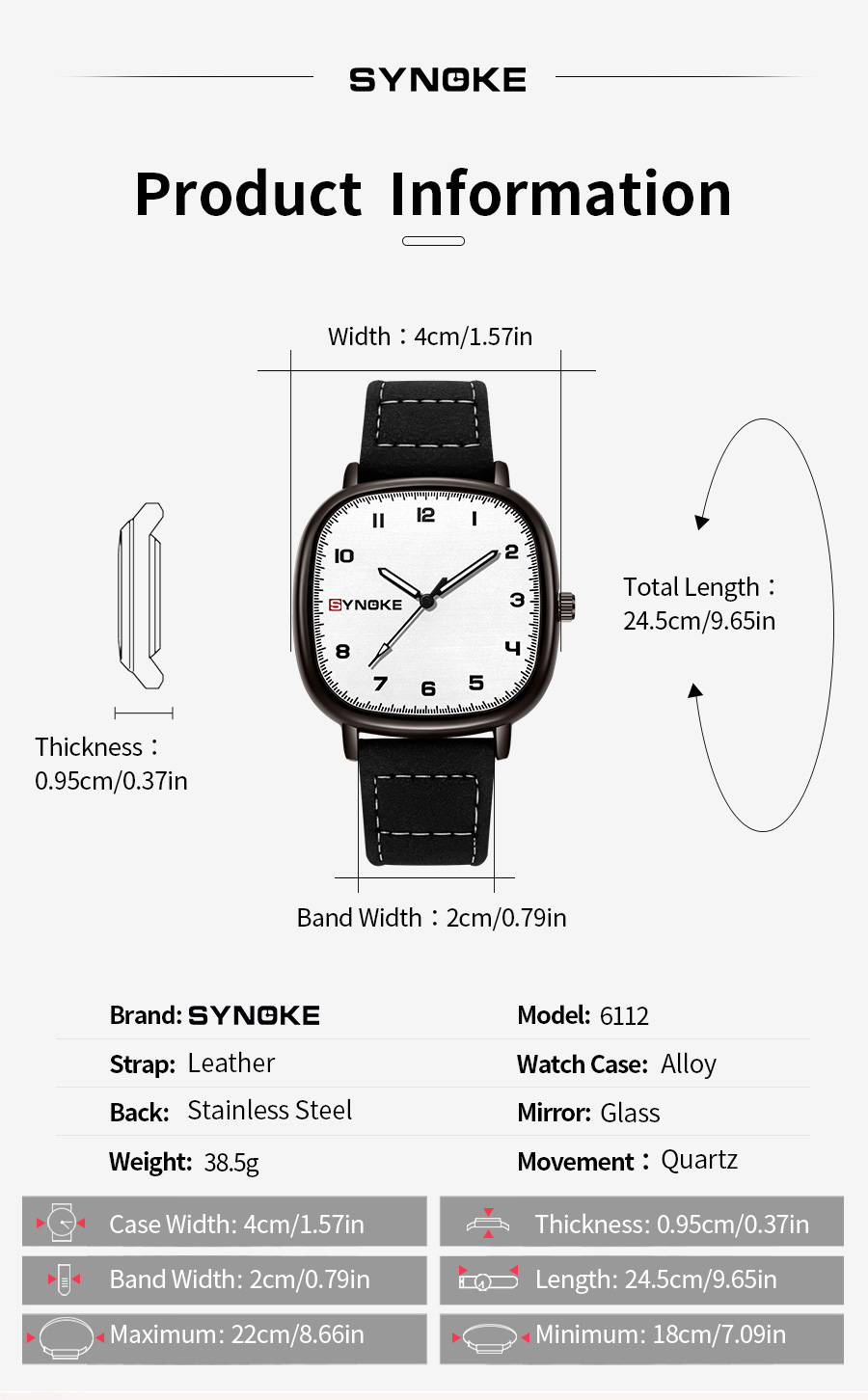 SYNOKE Original Men's Watch Luxury Classic Waterproof Business Fashion ...