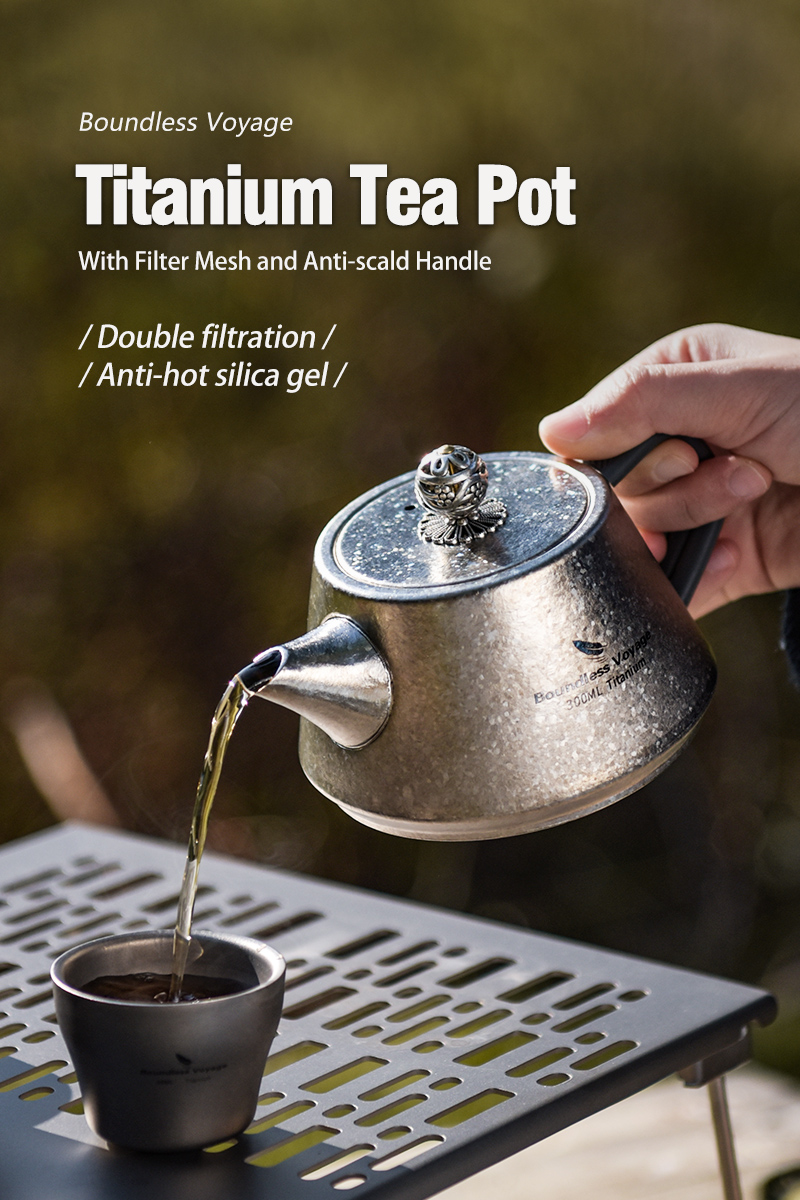 Boundless Voyage Titanium Tea Pot with Strainer 300ml Outdoor Camping ...
