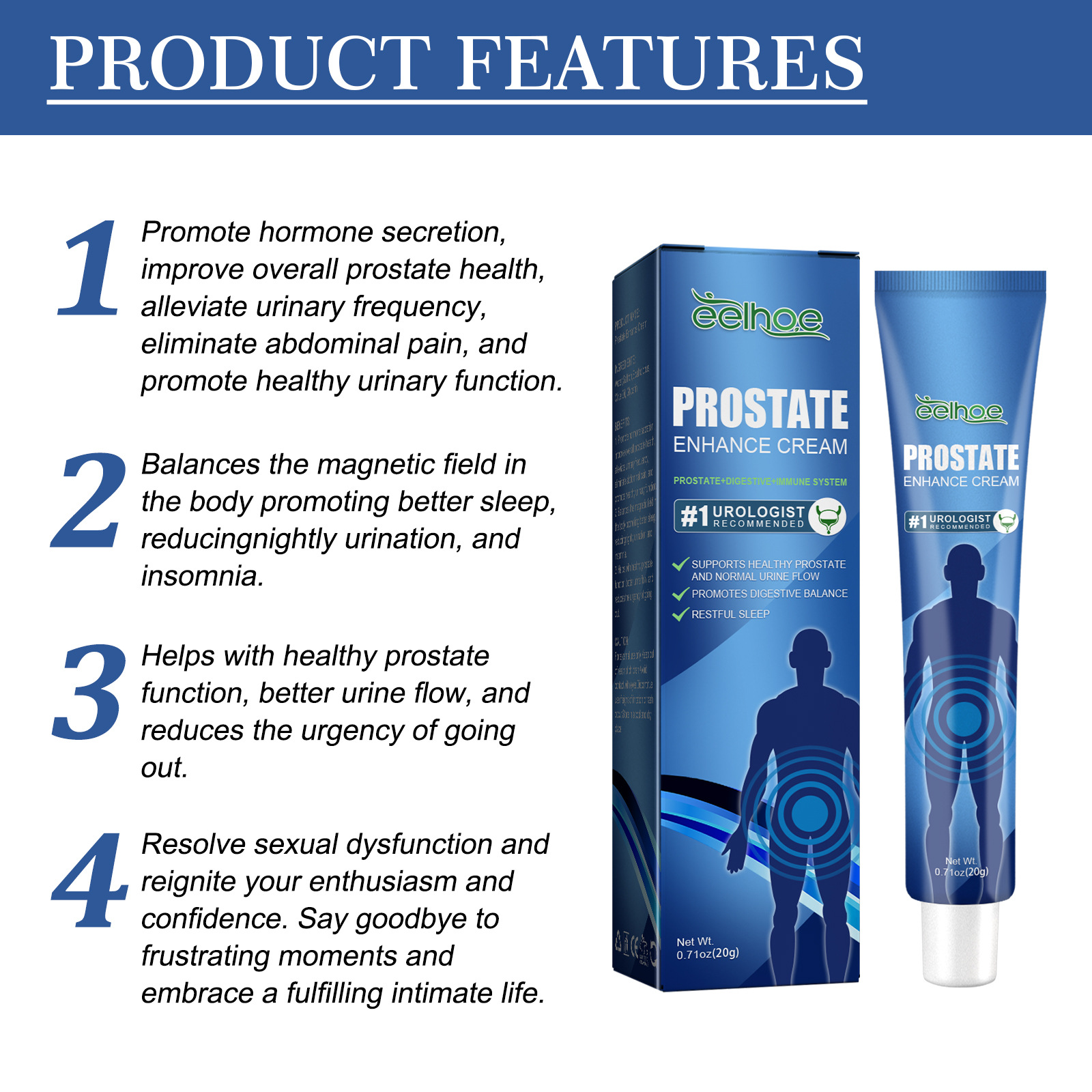 EELHOE Prostate Enhance Cream Herbal Man Urological Ointment Health ...