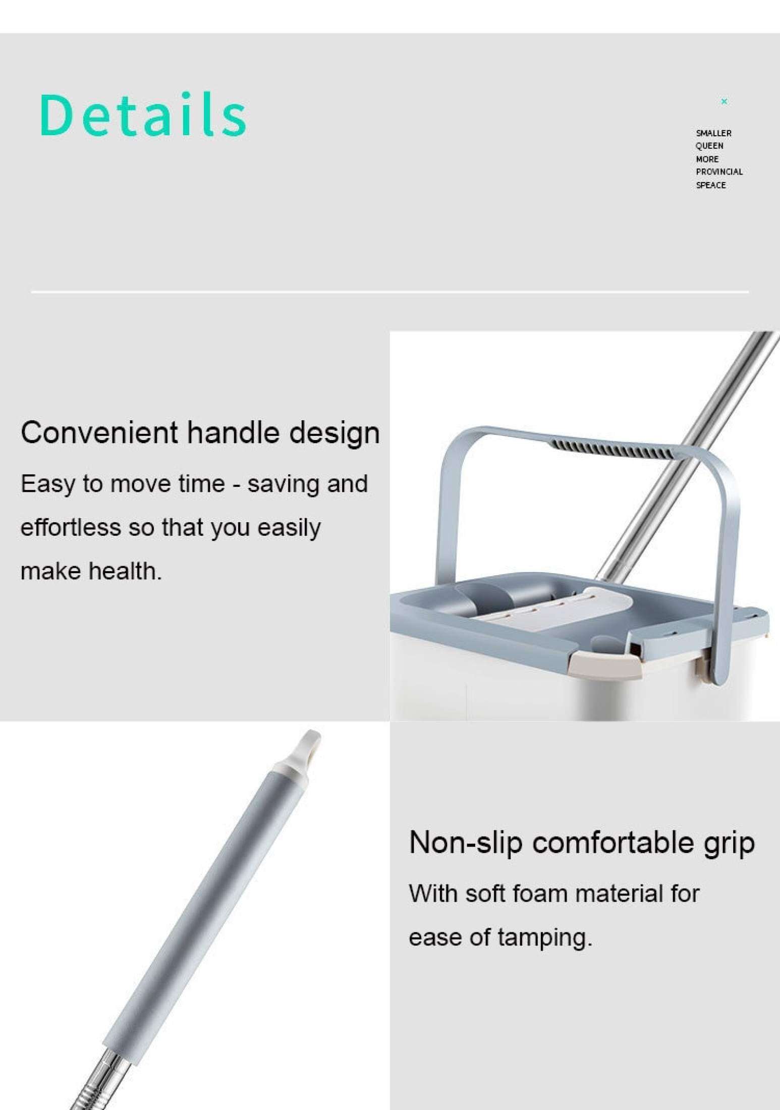 Flat Mop Self Wash Squeeze Dry Floor Mop 2 in 1 360 Spin Mop With ...