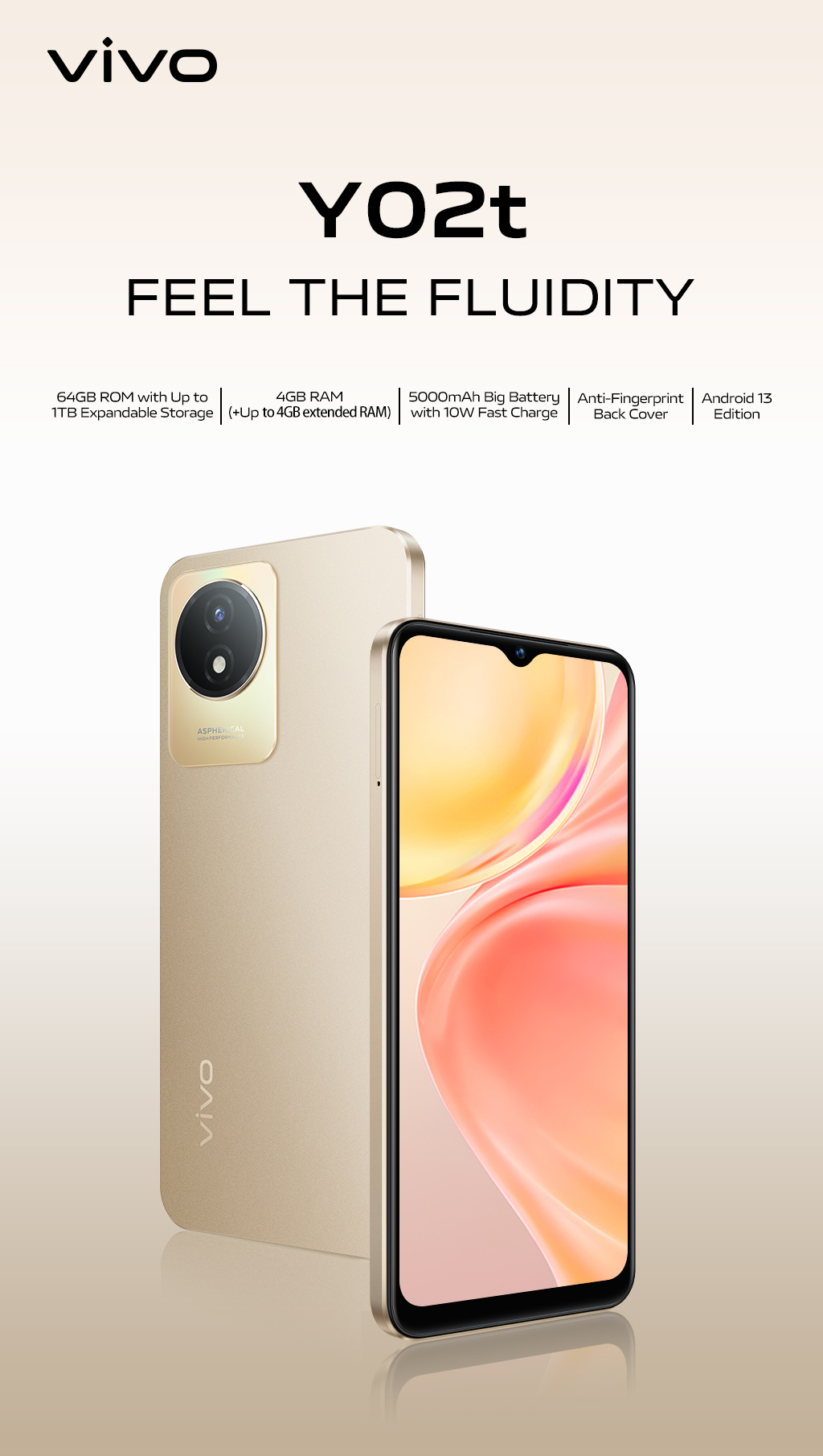 vivo Y02t | 64GB ROM+1TB Expandable storage | 5000mAh battery + fast ...