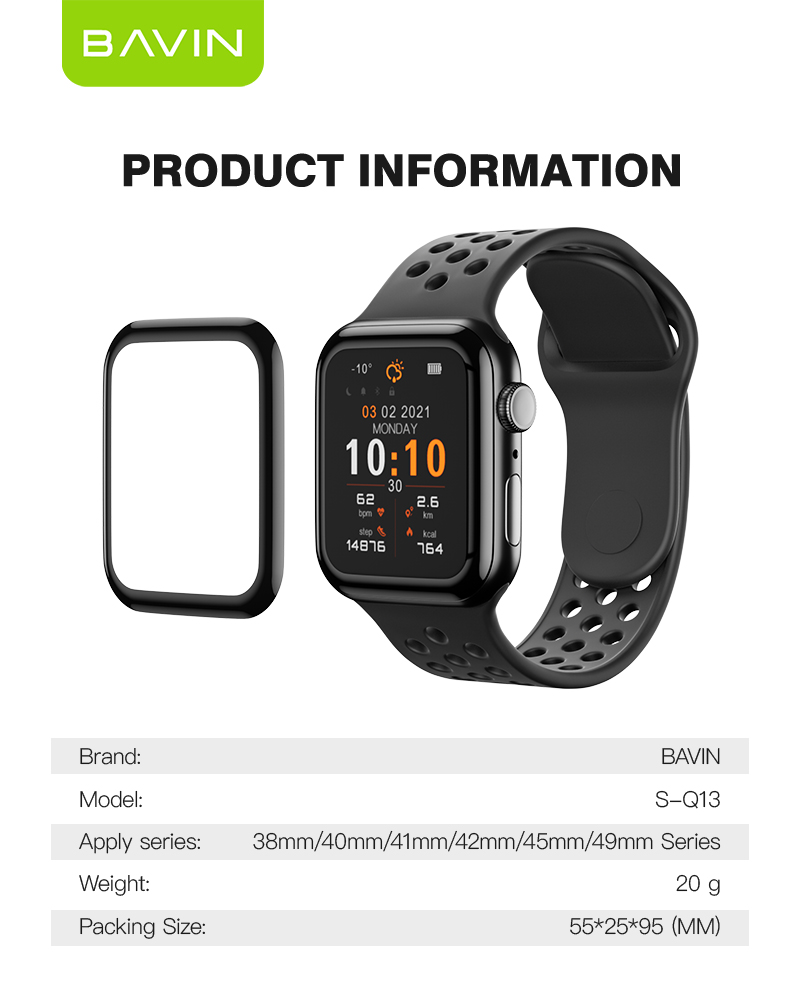 BAVIN Q13 Series Smart Watch Tempered Glass Screen Protector Scratch ...