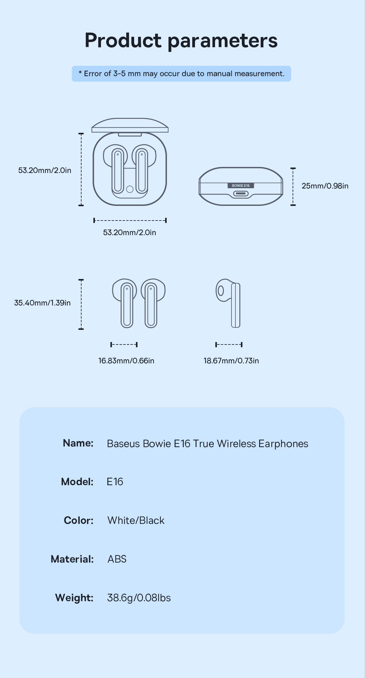 Baseus E16 True Wireless Earbuds TWS Bluetooth 5.3 with IPX4 Waterproof ...