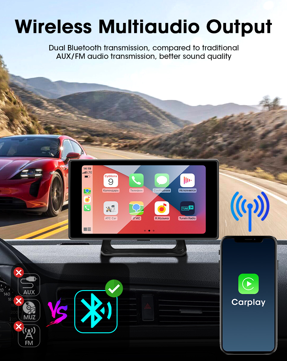 Jansite 5 Inch in Car DVR Dash Cam 4K Carplay Android Auto 2160P Front ...