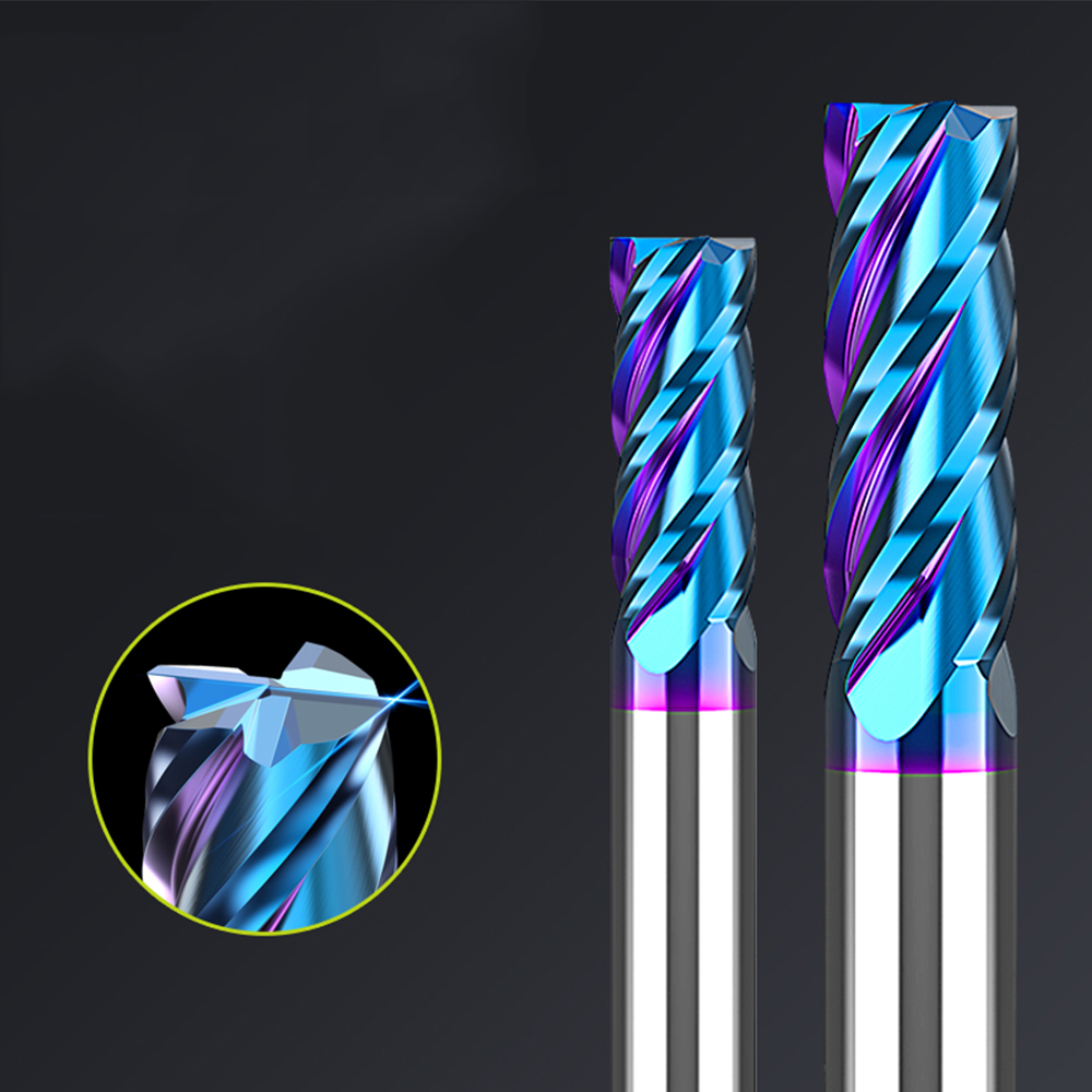 Vsharp HRC65 Carbide Square End Mill Set 4 Flutes Titian Coated Milling ...