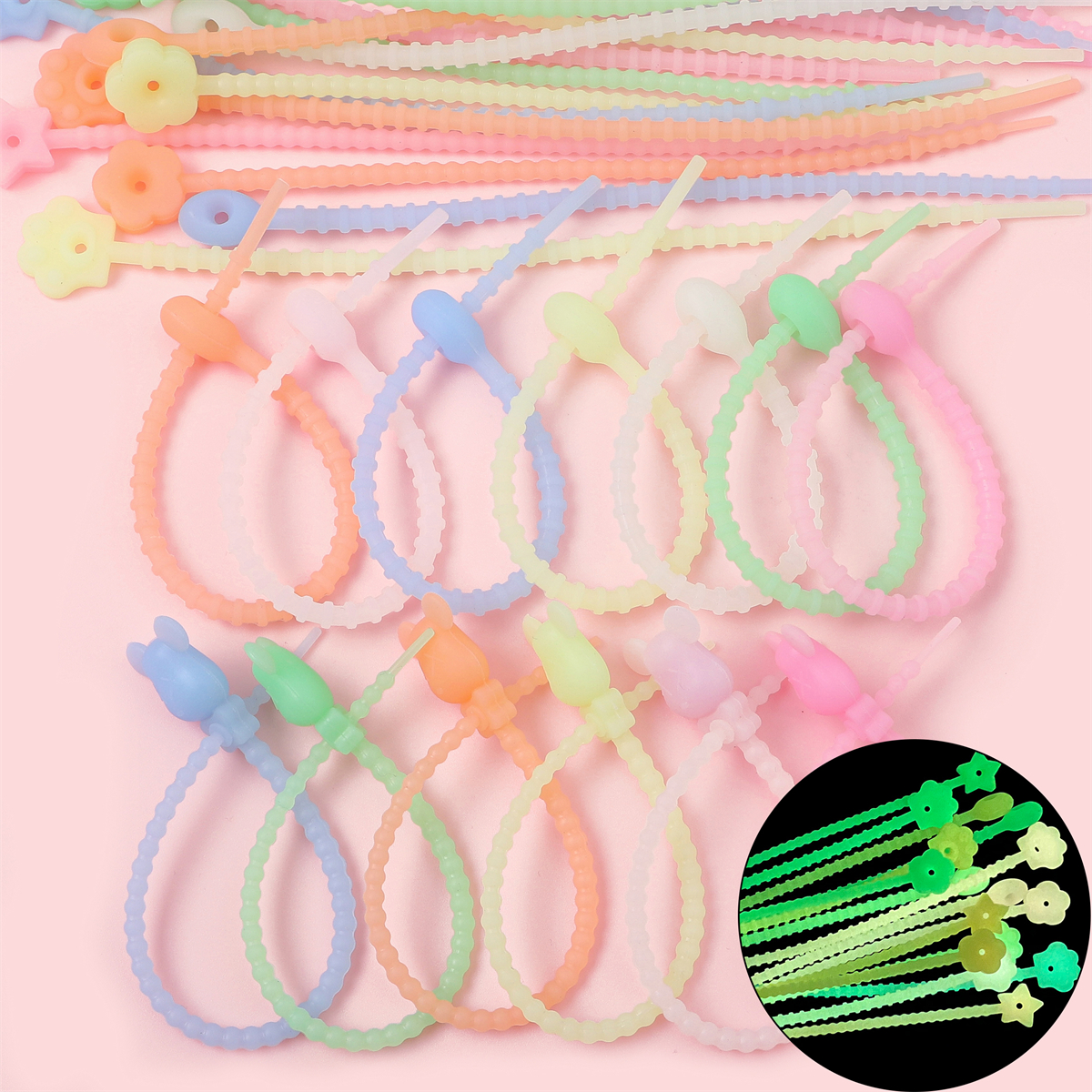 Color Luminous Silicone Key Ring Tie Keychain Cat Claw/Rabbit Head ...