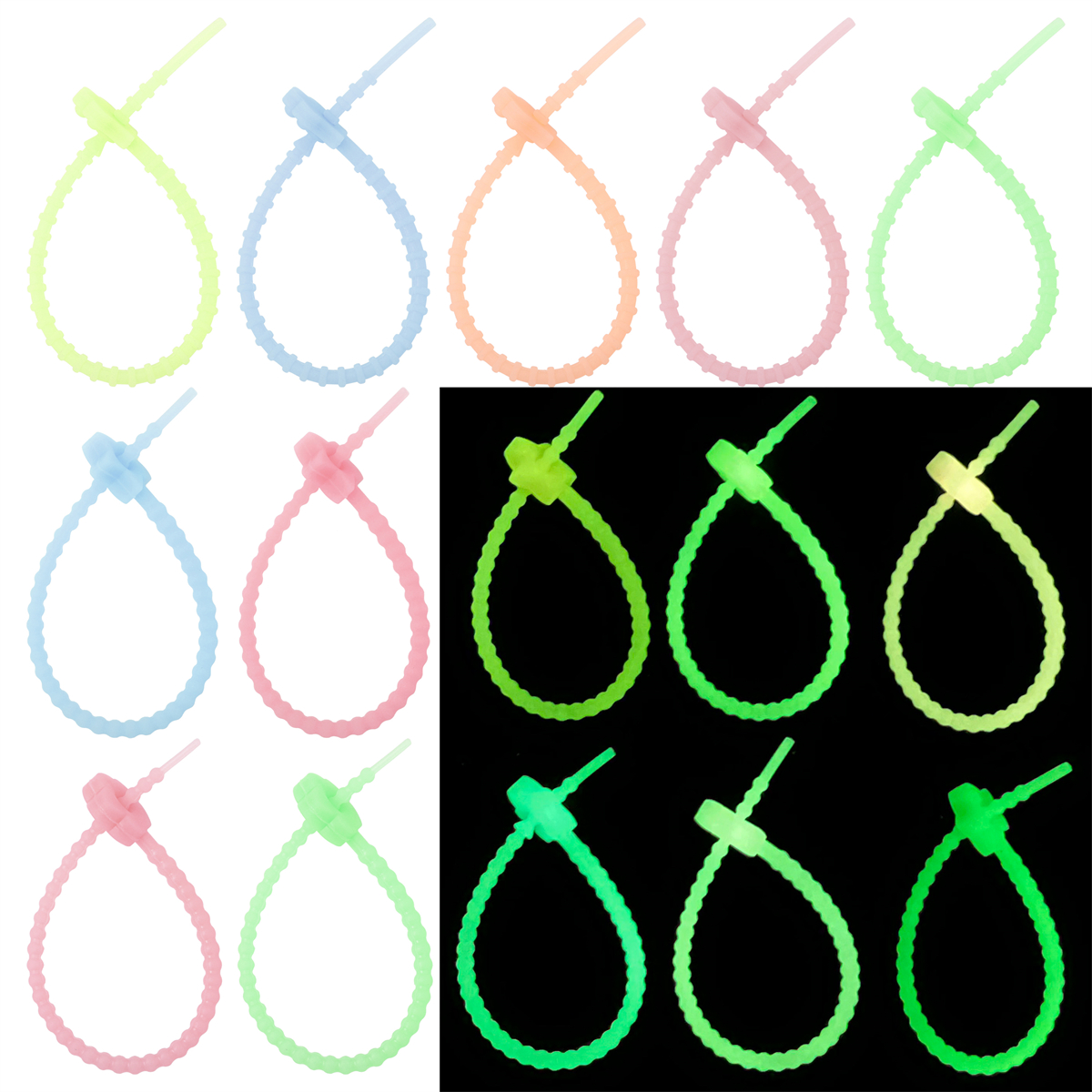 Color Luminous Silicone Key Ring Tie Keychain Cat Claw/Rabbit Head ...