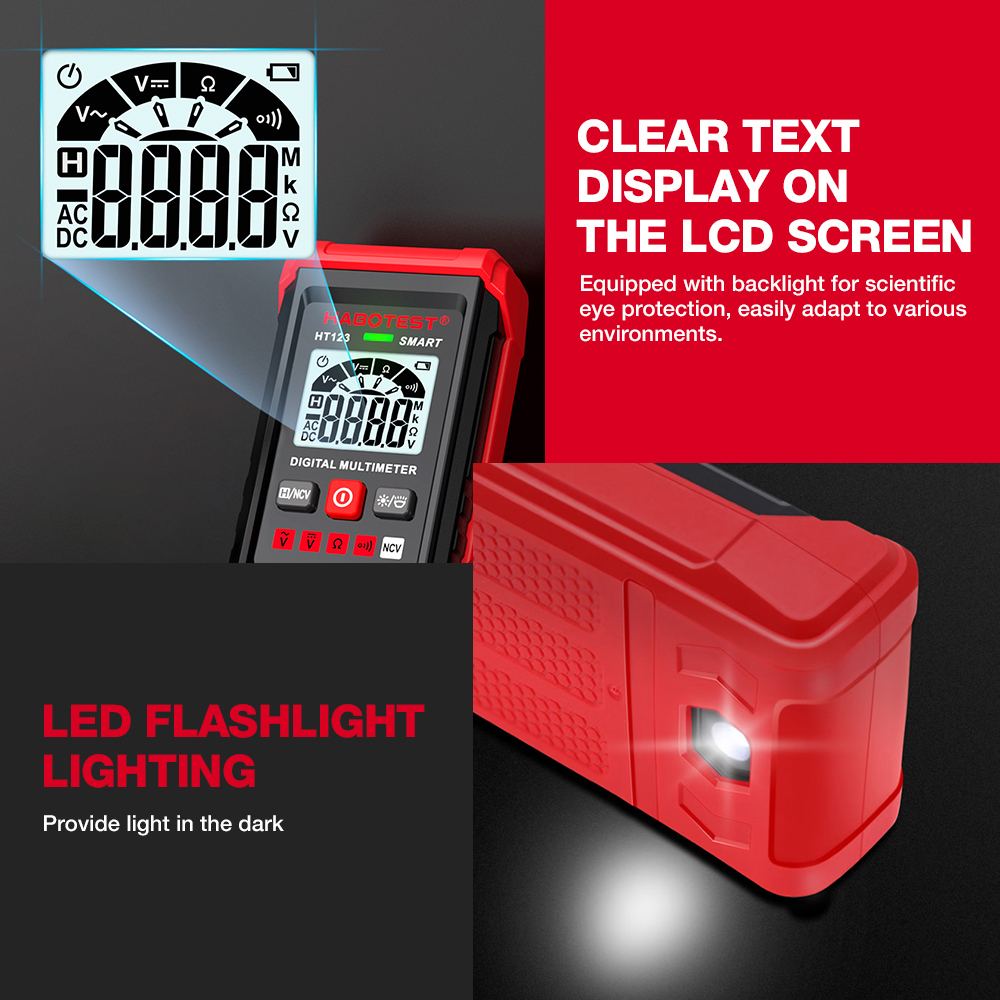 HABOTEST HT123 Digital Multimeter 600V AC/DC 4000 Counts High-Precision ...