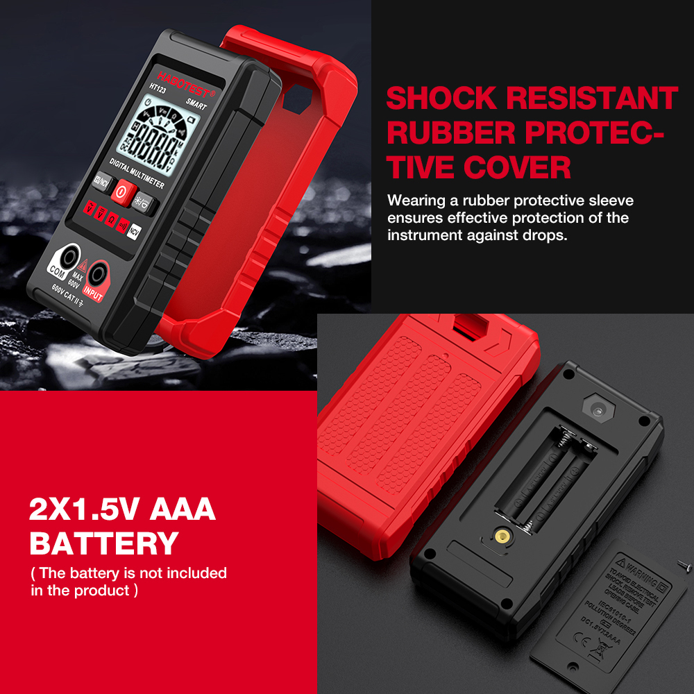 HABOTEST HT123 Digital Multimeter 600V AC/DC 4000 Counts High-Precision ...