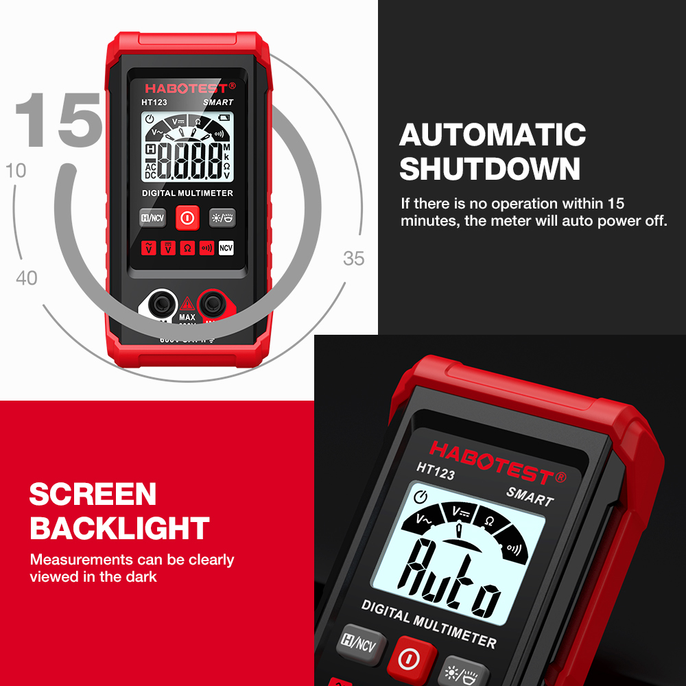 HABOTEST HT123 Digital Multimeter 600V AC/DC 4000 Counts High-Precision ...