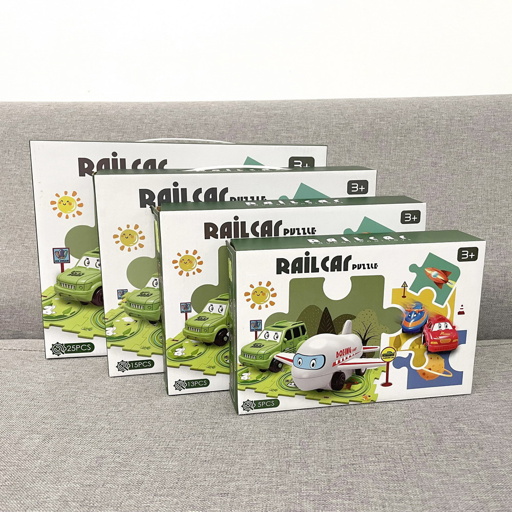 Children's puzzle Railroad speeder Electric aircraft car toy boy 3-6 ...