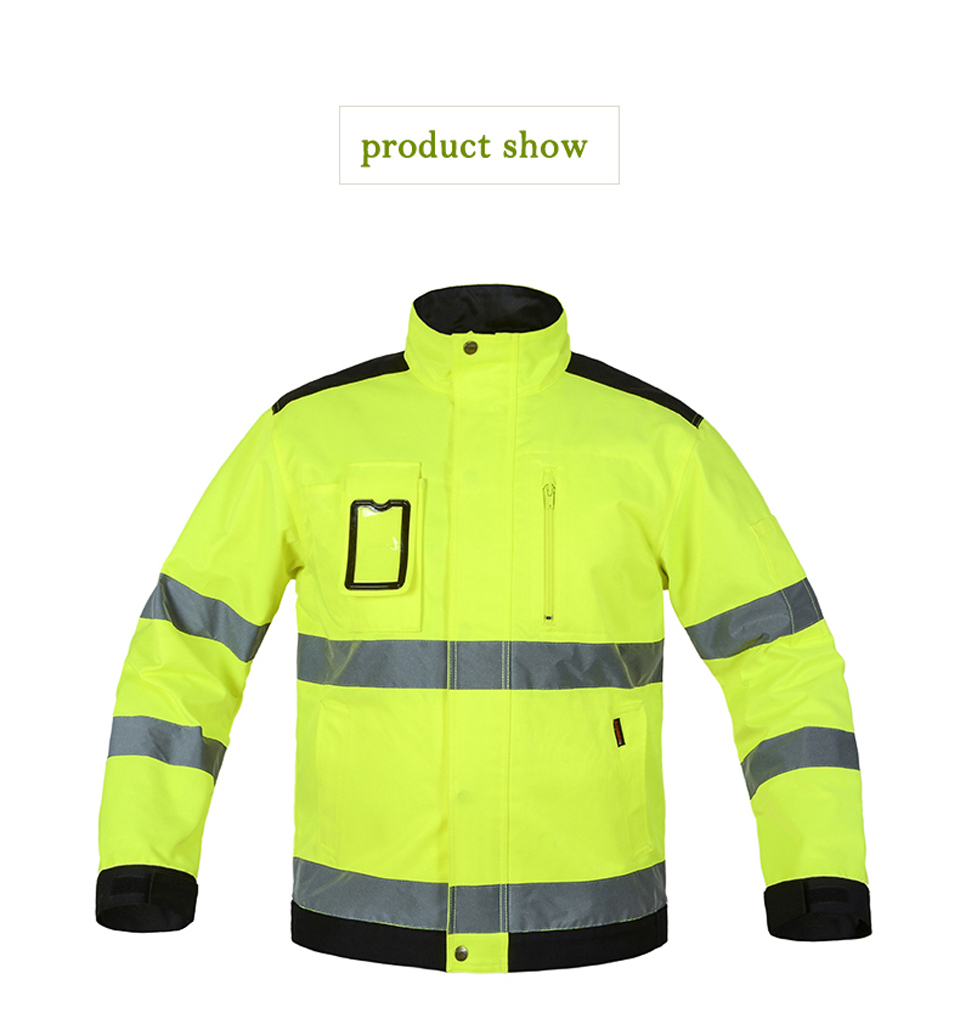 Mens High Visibility Reflective Outdoor Work Jacket Hi-Vis Lime Green ...