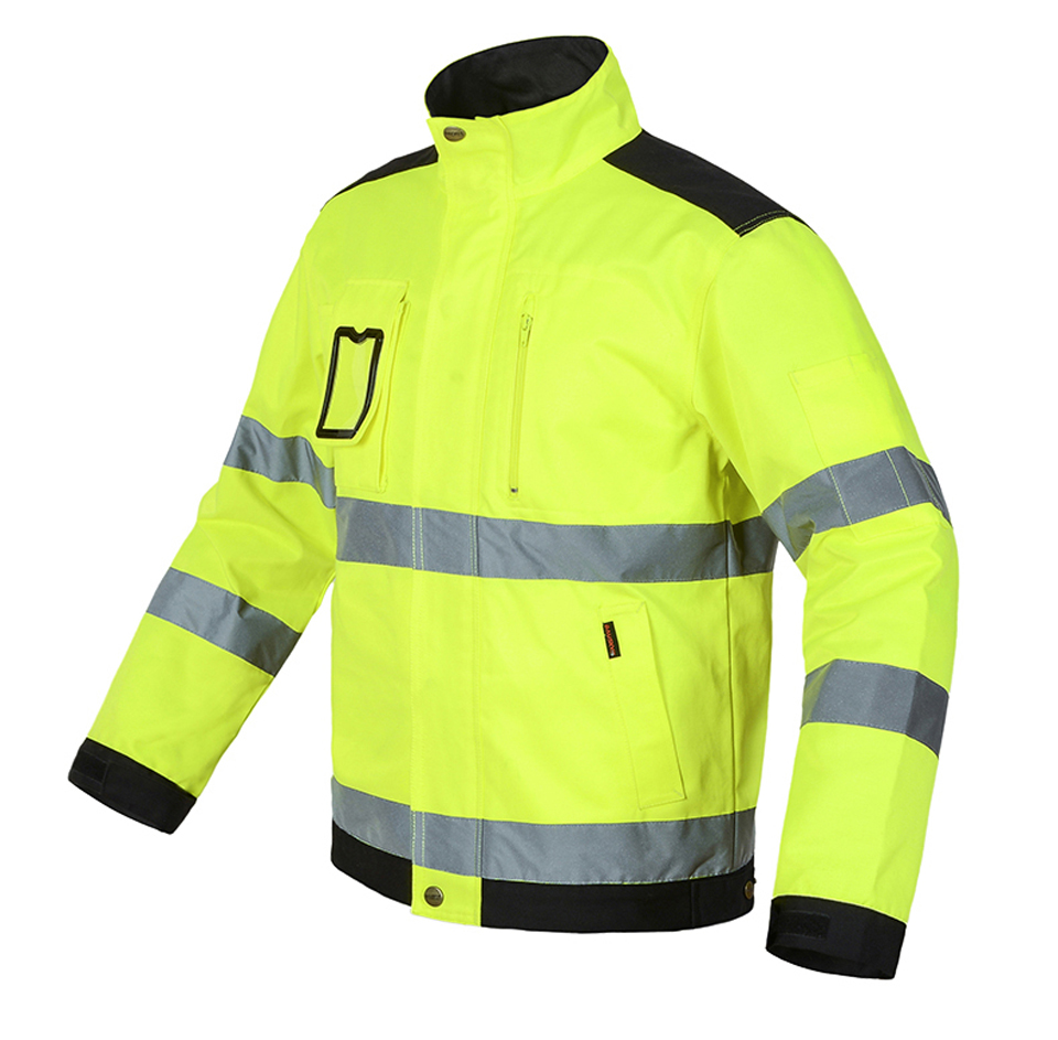 Mens High Visibility Reflective Outdoor Work Jacket Hi-Vis Lime Green ...
