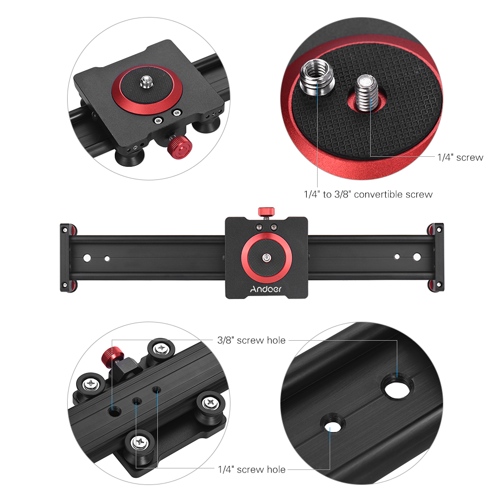 Andoer 30cm~50cm/12~20inch Aluminum Alloy Camera Track Slider Video ...