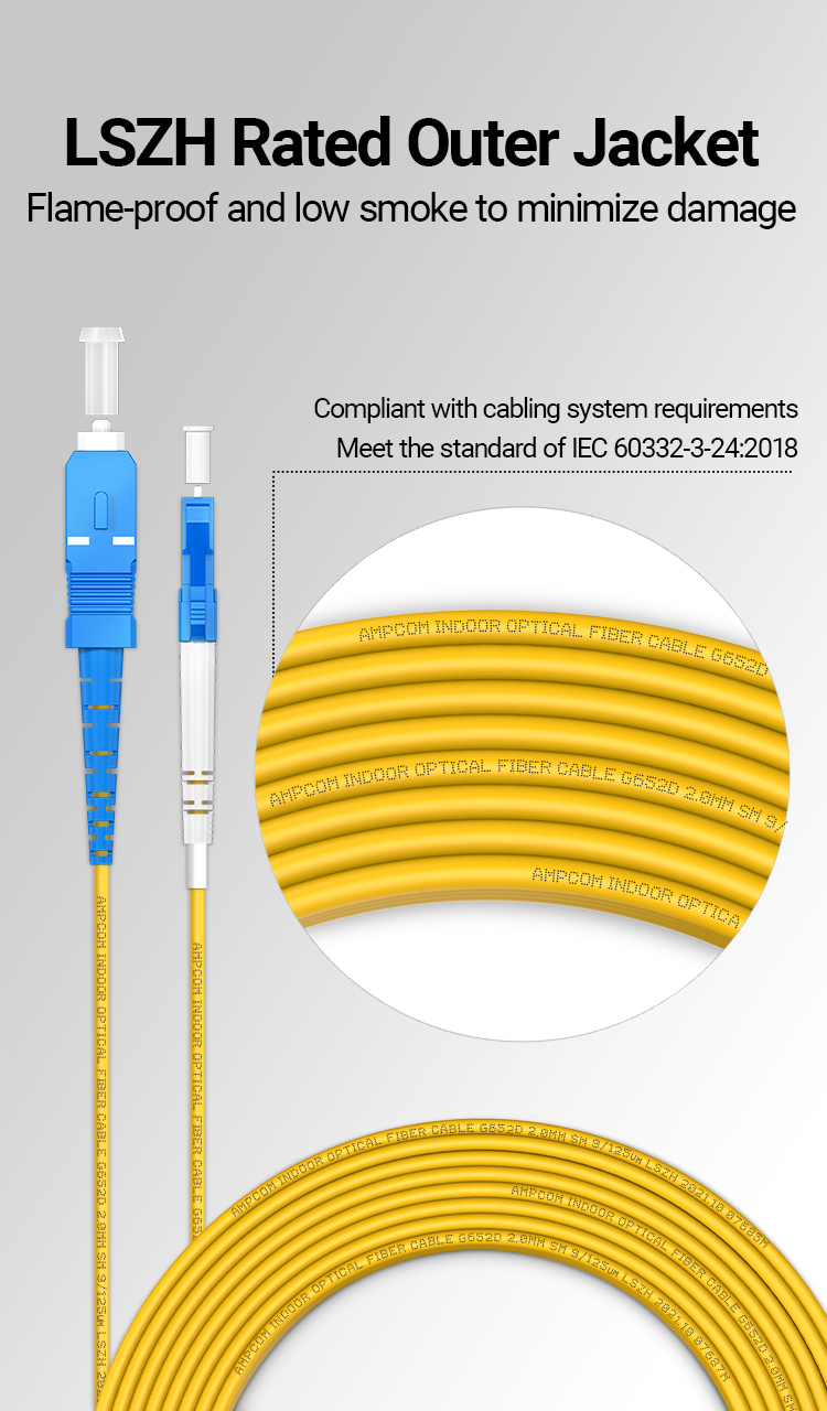 AMPCOM LC-SC Fiber Patch Cable Simplex 9/125 LC/UPC to SC/UPC ...