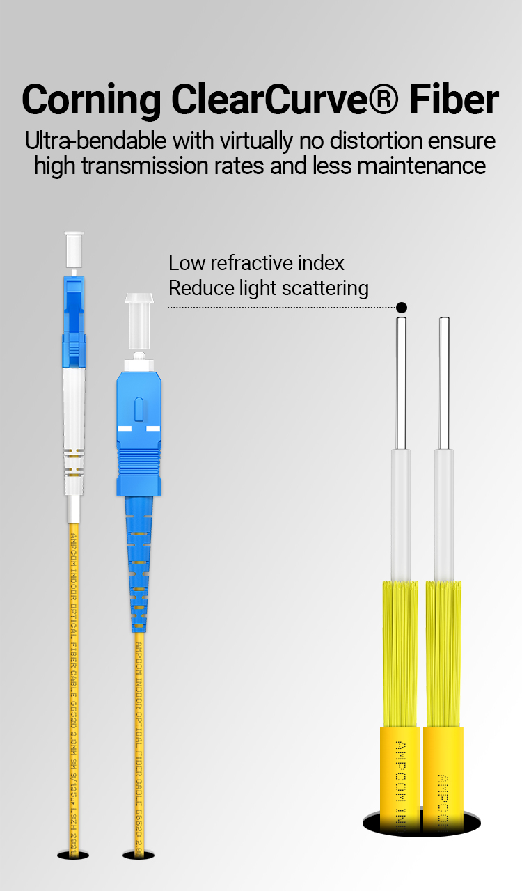 AMPCOM LC-SC Fiber Patch Cable Simplex 9/125 LC/UPC to SC/UPC ...