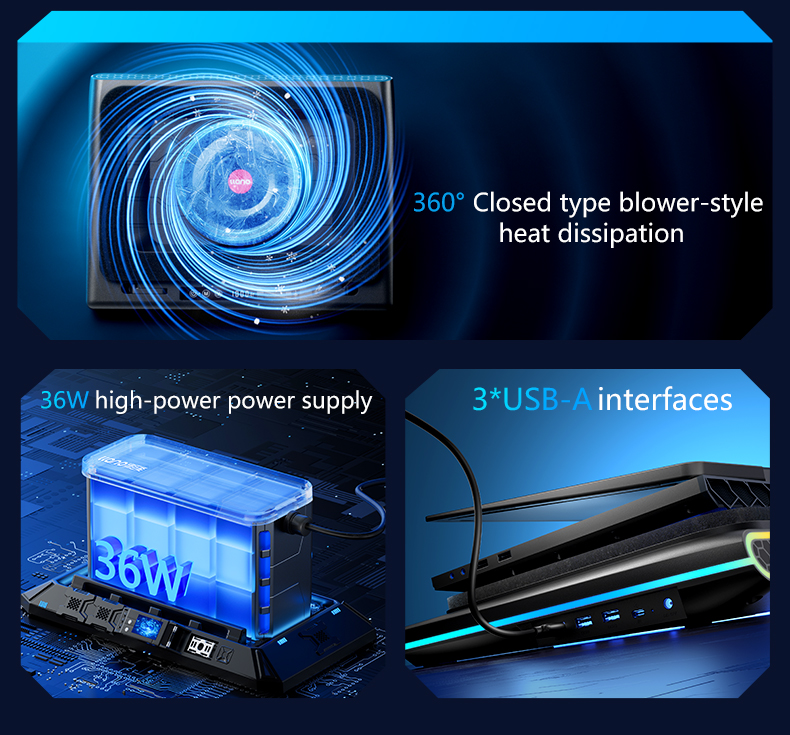 Llano V12 Powerful Turbo-Fan (2800 RPM) RGB Laptop Cooler with ...