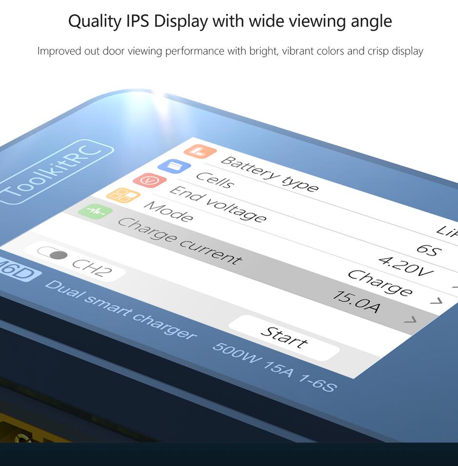 ToolkitRC M6D 500W 15A DC Dual Channel MINI Smart Charger Discharger ...