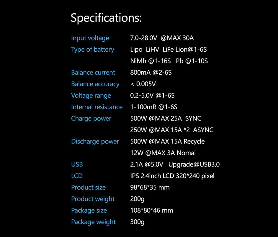 ToolkitRC M6D 500W 15A DC Dual Channel MINI Smart Charger Discharger ...