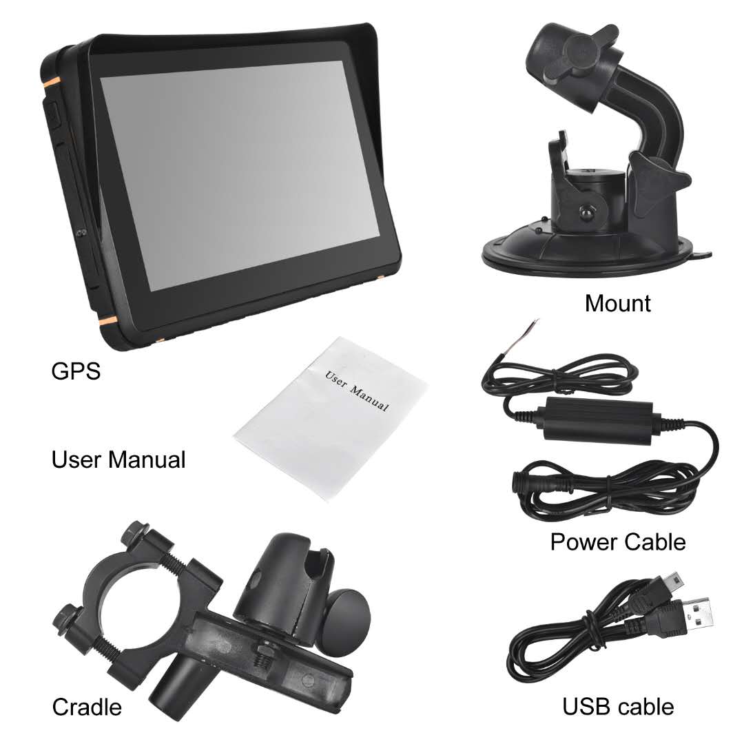 7 inches HD touch portable navigation GPS waterproof motorcycle ...