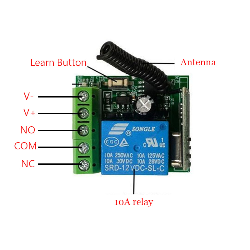 12V Single Channel Relay Module RF Wireless Switch Receiver + Remote ...