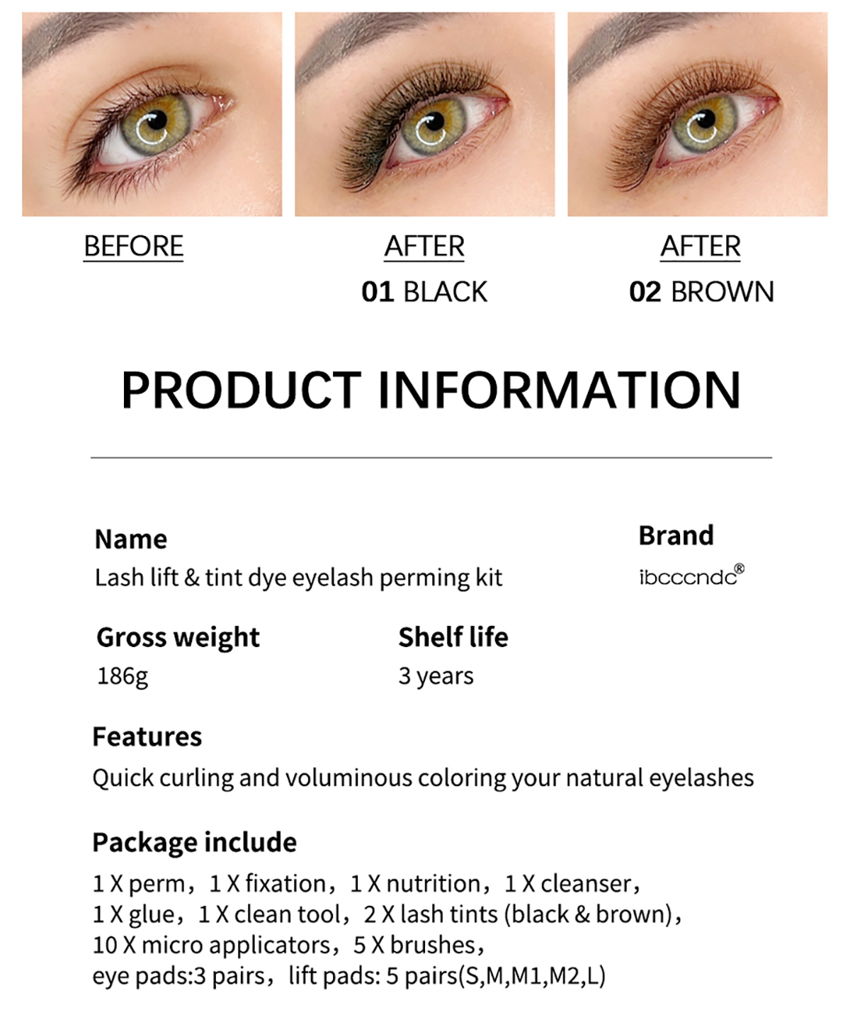 ibcccndc 2 Colors/set Lash Lift Kit And Eyelash Eyebrow Dye Tint ...