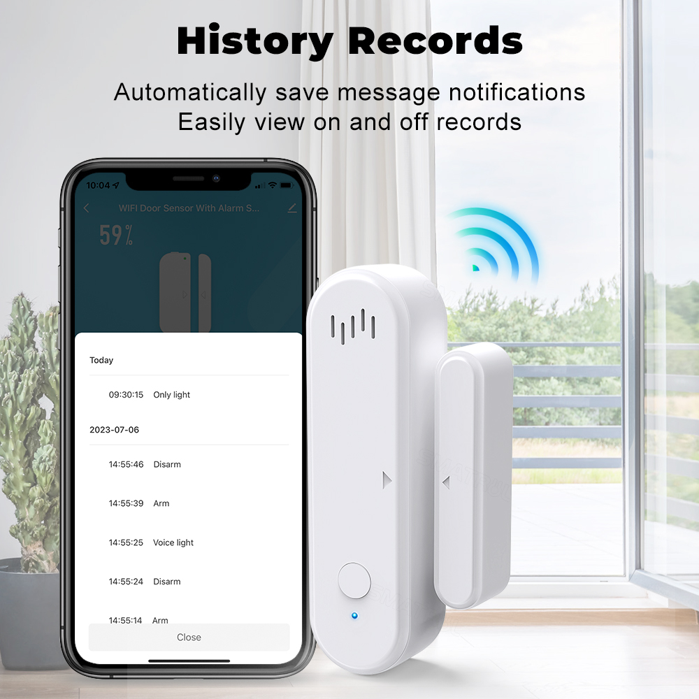 ROVF Tuya Smart Wi-Fi Door Window Sensor Open Closed Detectors Sound And Light Alarm Life App ...