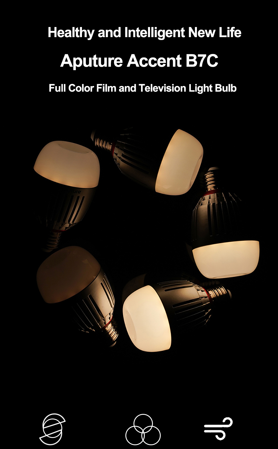 Aputure Accent B7C 7W RGBWW LED Smart Bulb 2000-10000K Rechargeable ...