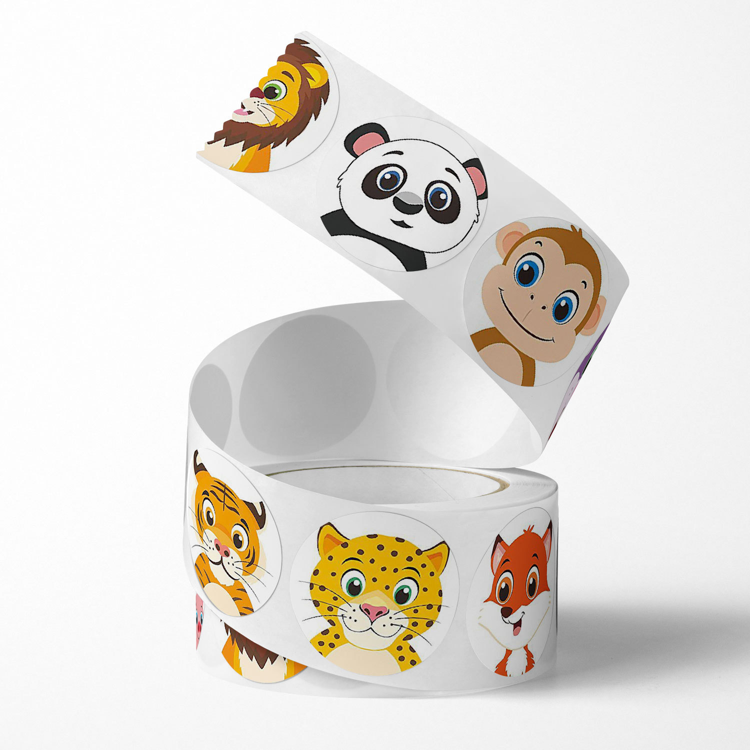 1inch 500pcs/Roll Round Cartoon Toys Animal stickers for kids Teacher ...