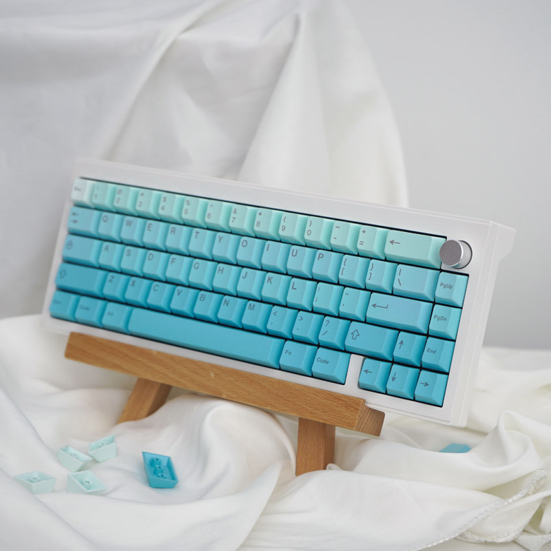GMK Gradient cyan front/side engraved 125-key PBT keycaps DYE ...