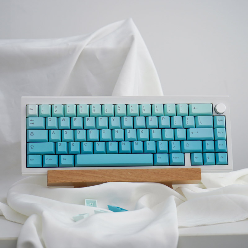 GMK Gradient cyan front/side engraved 125-key PBT keycaps DYE ...