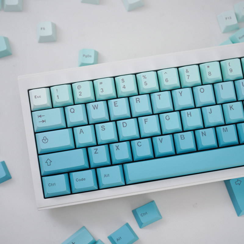 GMK Gradient cyan front/side engraved 125-key PBT keycaps DYE ...
