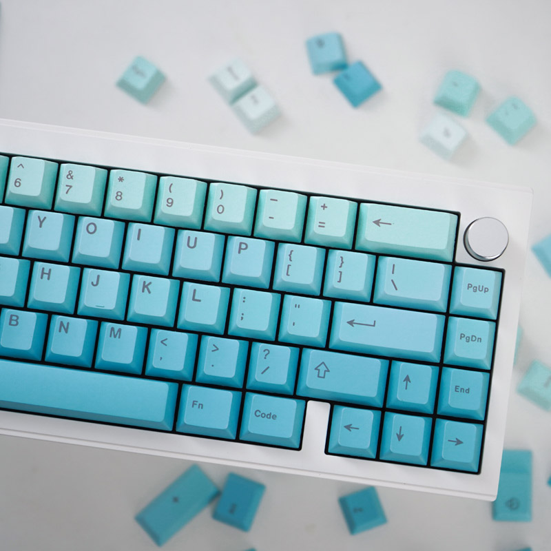 GMK Gradient cyan front/side engraved 125-key PBT keycaps DYE ...