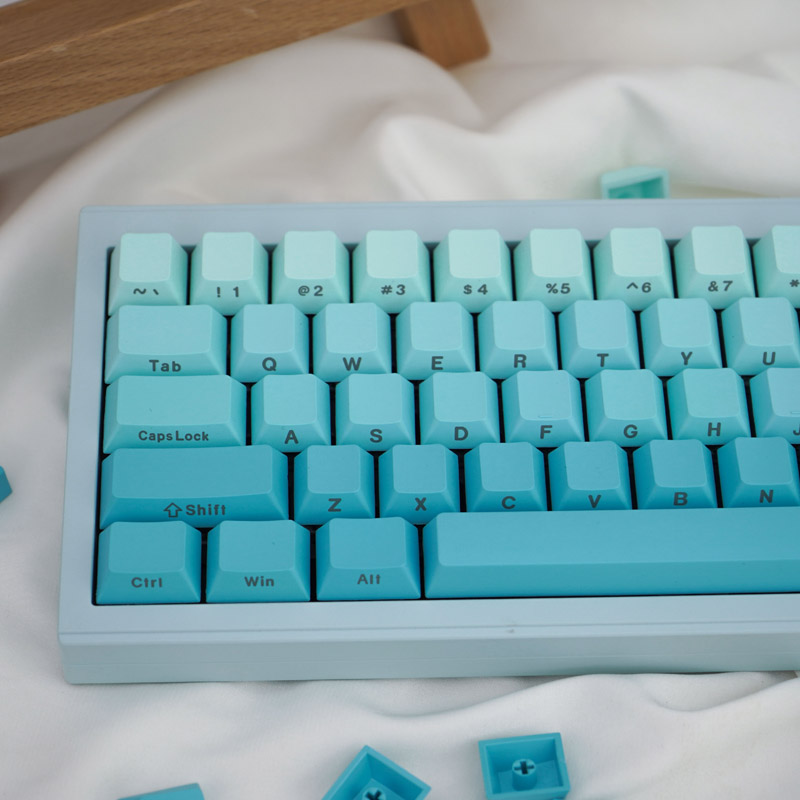 GMK Gradient cyan front/side engraved 125-key PBT keycaps DYE ...