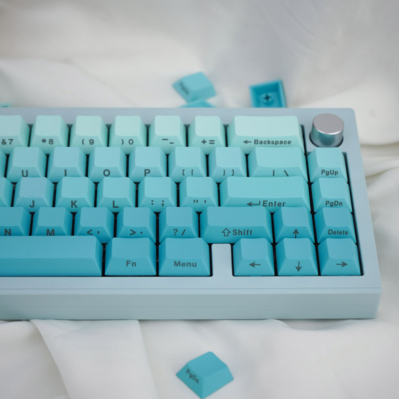 GMK Gradient cyan front/side engraved 125-key PBT keycaps DYE ...