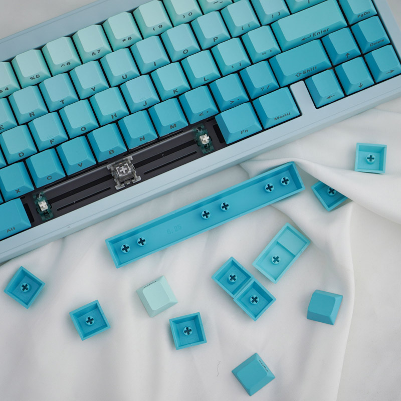 GMK Gradient cyan front/side engraved 125-key PBT keycaps DYE ...
