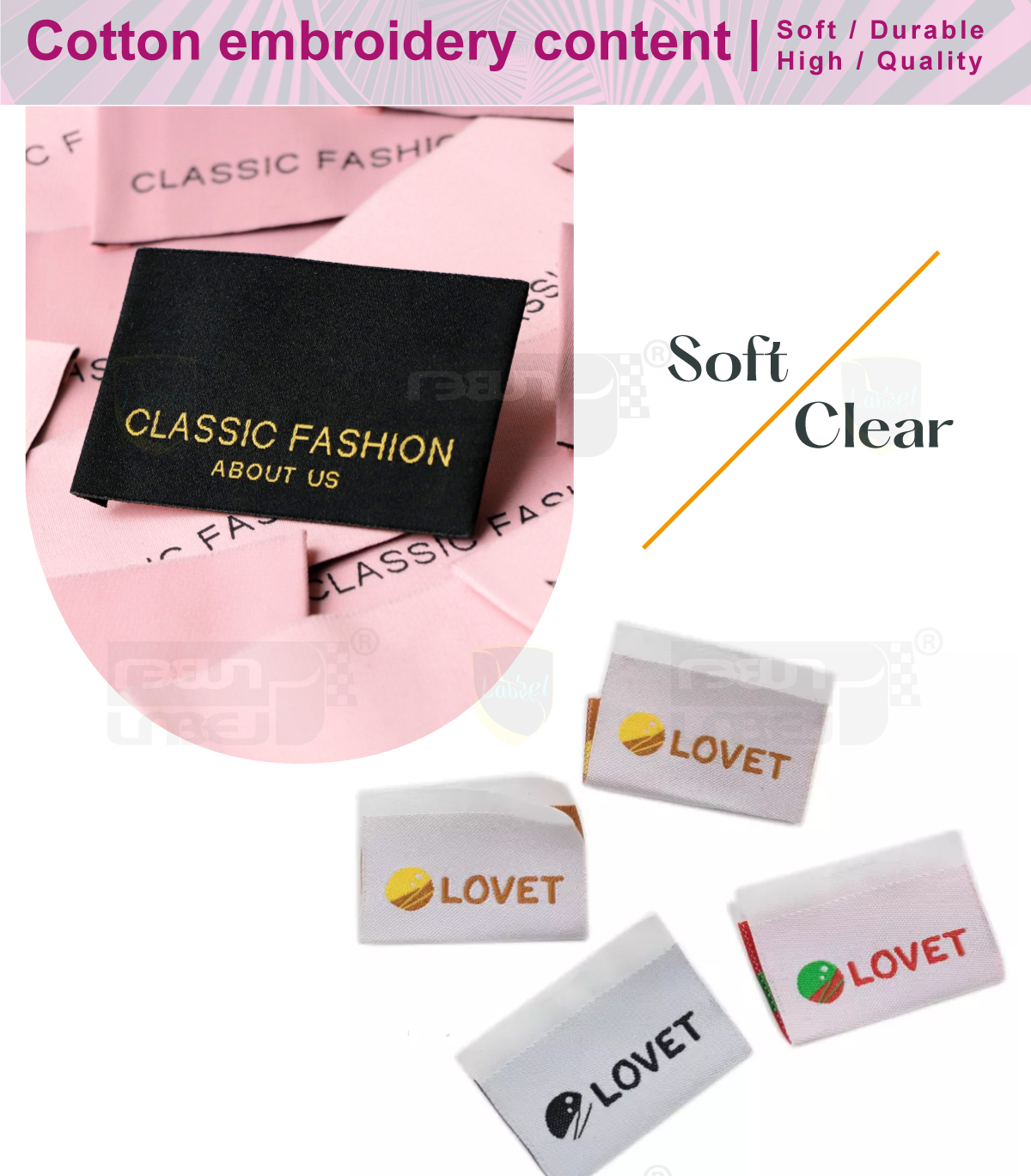 personalized woven label soft collar tag for clothing sleeve etiketa ...