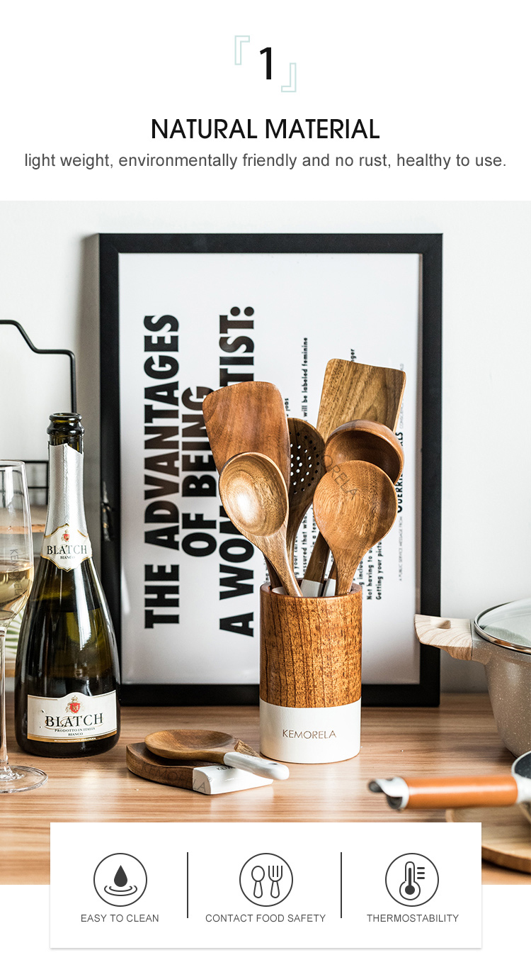 Solid Wood Cooking wooden Tableware cooking tool spatula non-stick ...