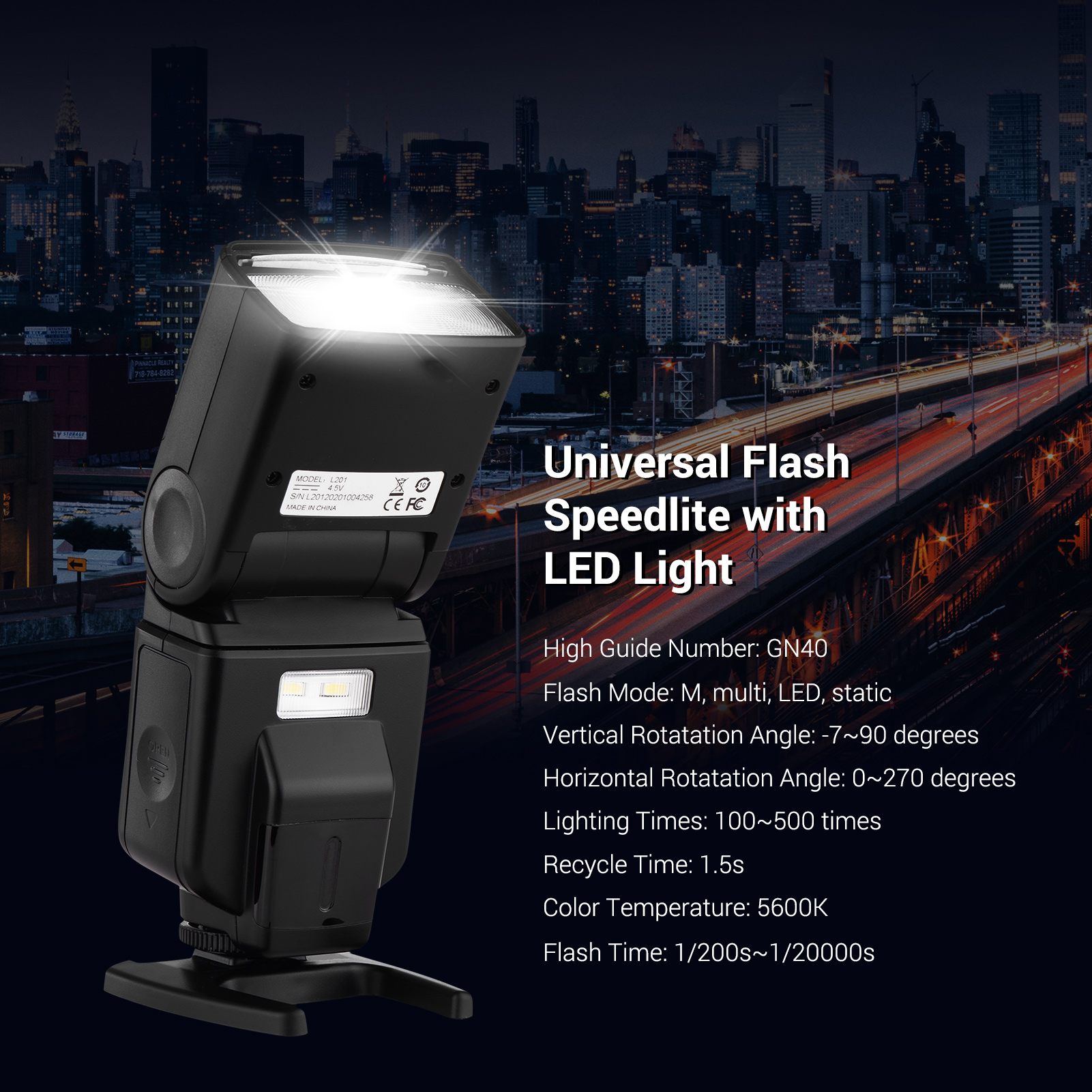 [READY] Andoer Universal Flash Speedlite GN40 Adjustable LED Fill Light ...