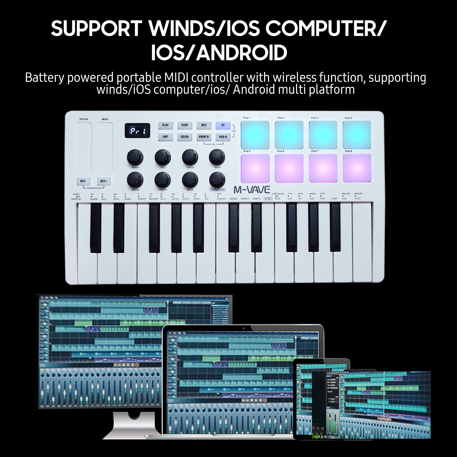 [COD] M-VAVE 25-Key MIDI Control Keyboard Mini Portable USB Keyboard ...