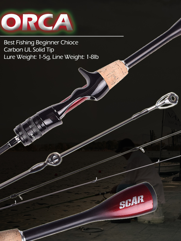 Mavllos ORKA UL Fishing Rod with Carbon Soft Solid Tip Fast Action Lure ...