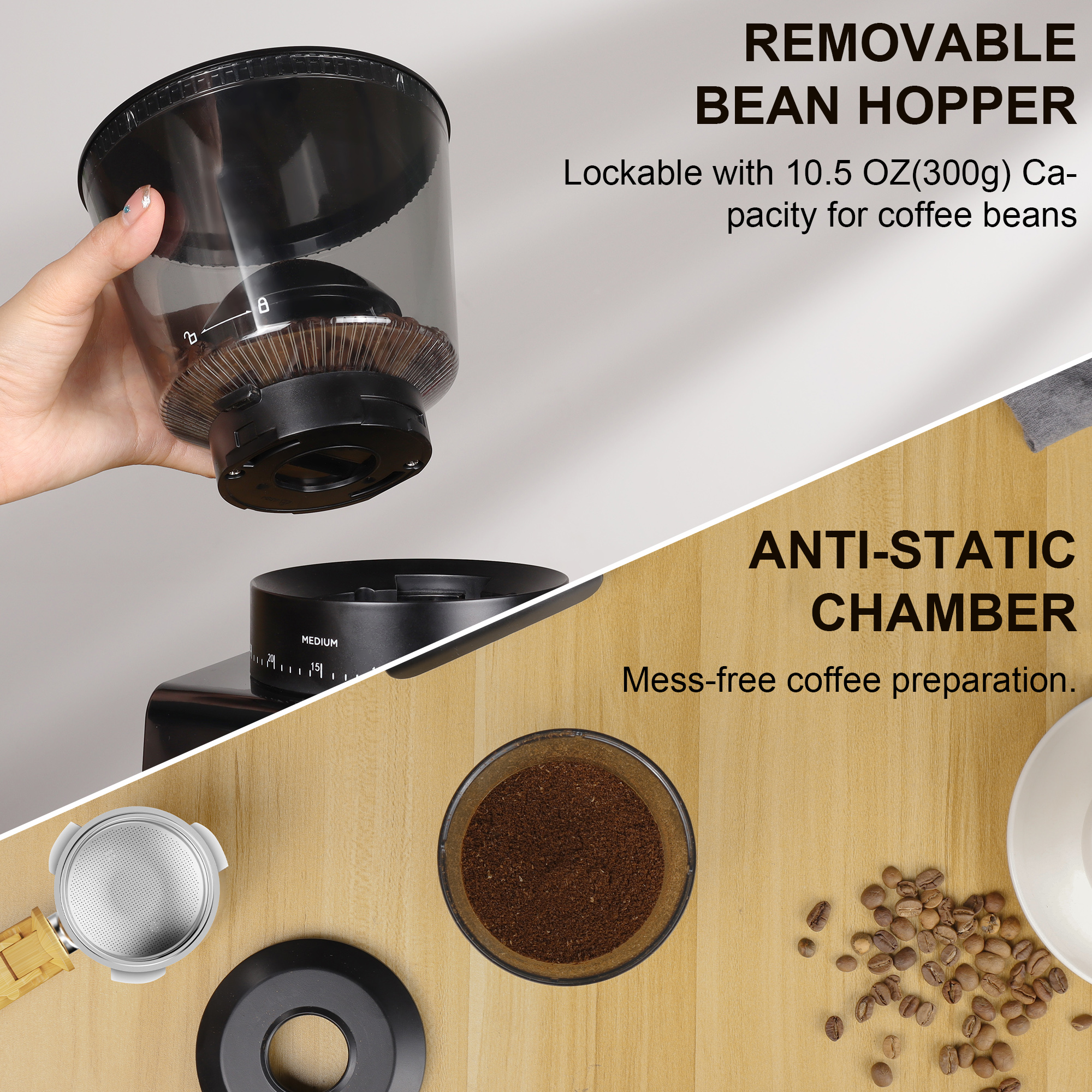 Biolomix Conical Burr Coffee Grinder with Digital Timer Display ...