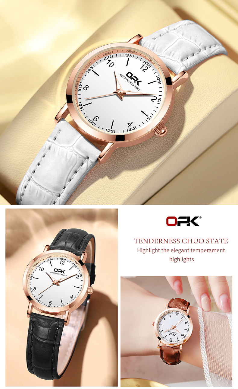 OPK Watch For Women Waterproof Original Quartz Leather Fashion Elegant ...