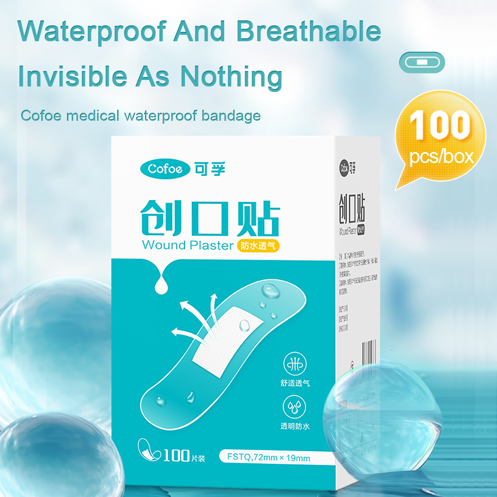 Cofoe Invisible PU Adhesive Bandage Wound Patch Waterproof Band Aid Transparent Ultra-thin ...